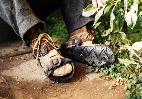 Tire Sandals: Innovative footwear recycled from old tires.